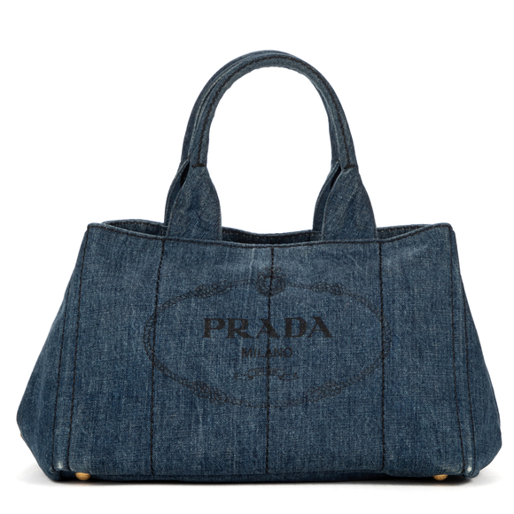Prada | Bags | Prada Medium Canapa Tote In Avio Canapa Denim Canvas ...